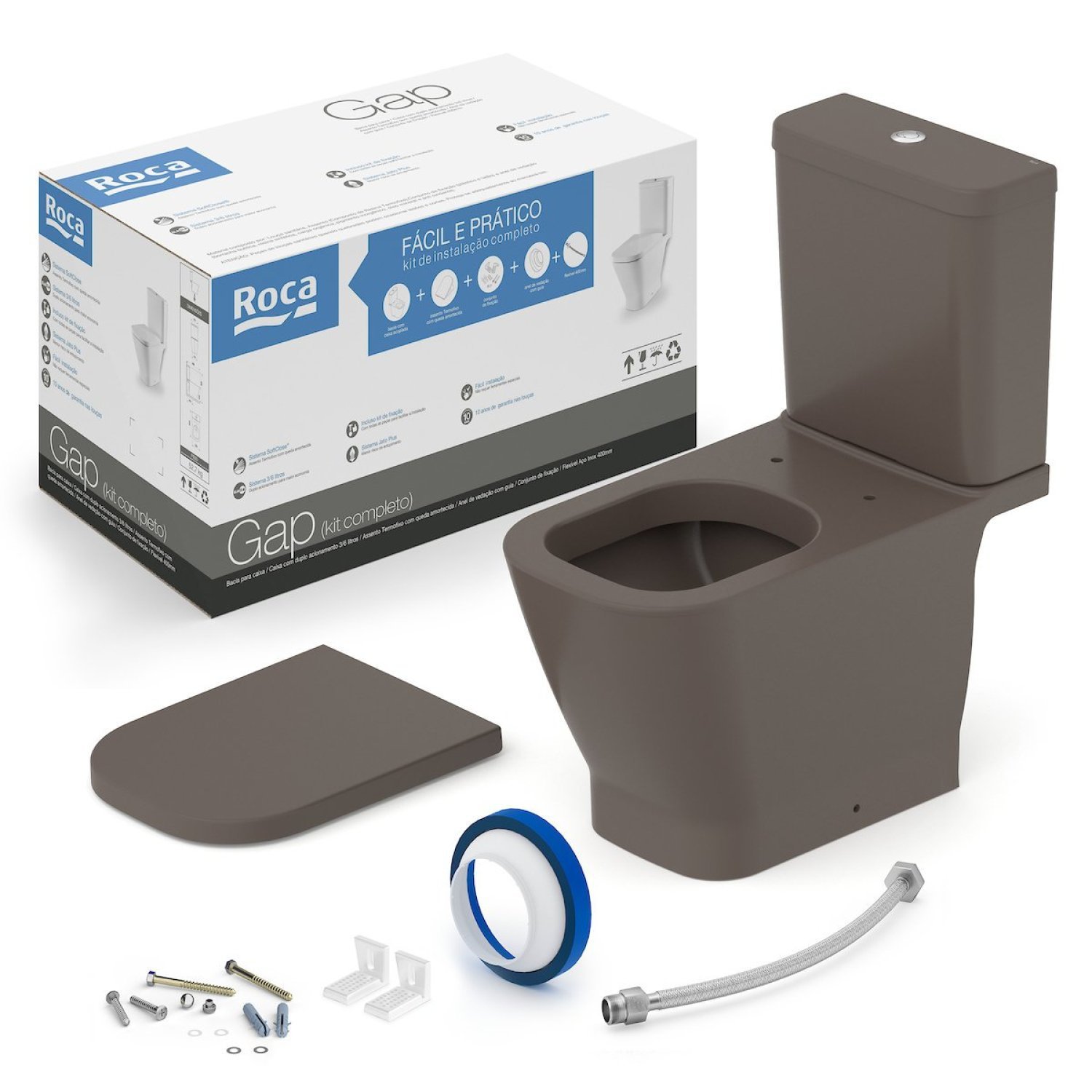 Kit Vaso Sanitário com Caixa Acoplada e Assento Soft Close Gap Roca ...