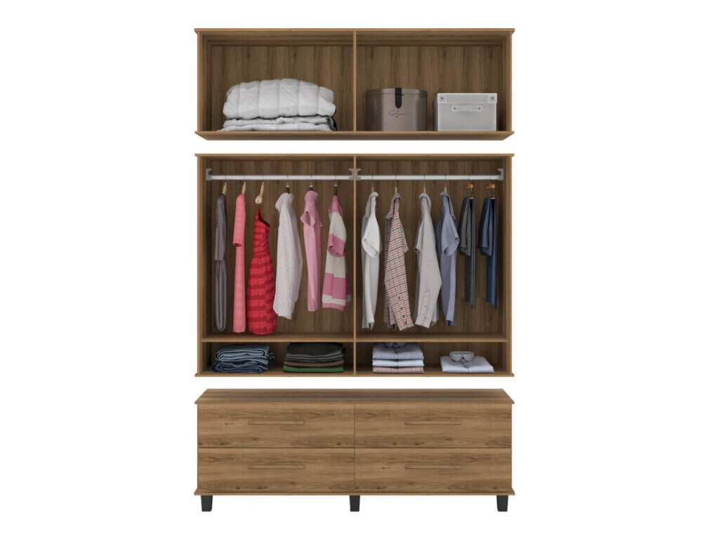 Roupeiro colonial Triplex House 4 portas alto cor Off white / Nature ...