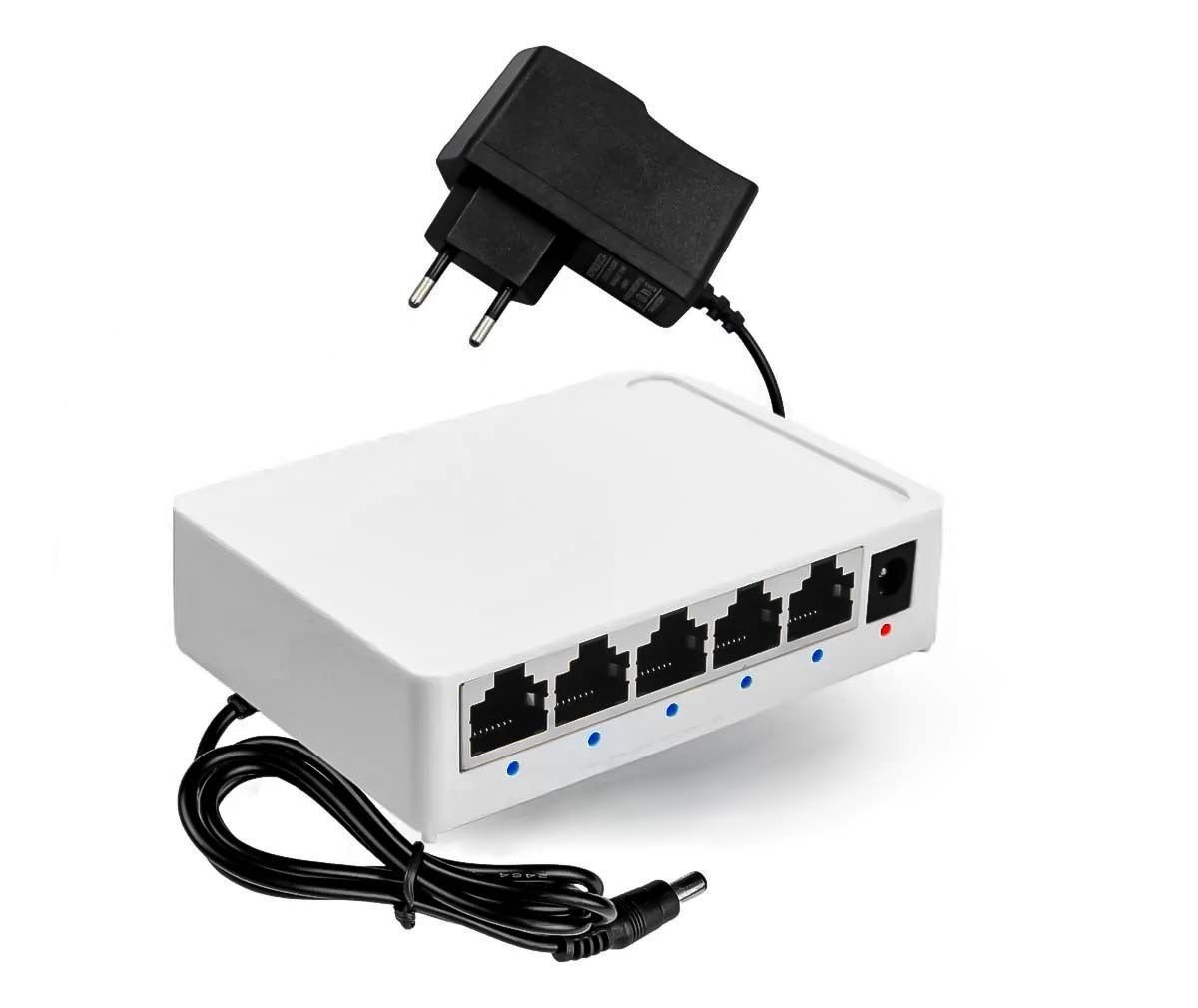 Switch Hub 5 Portas Rj45 Gigabit 10/100/1000mbps Lan com Fonte Bivolt ...