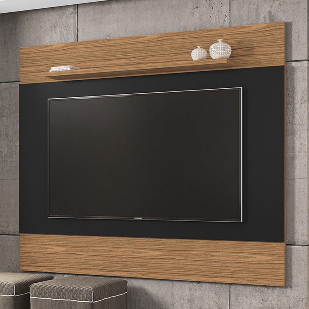 Painel para TV Até 50 Polegadas Quasar 1 Prateleira Preto/Noce - Casa D ...