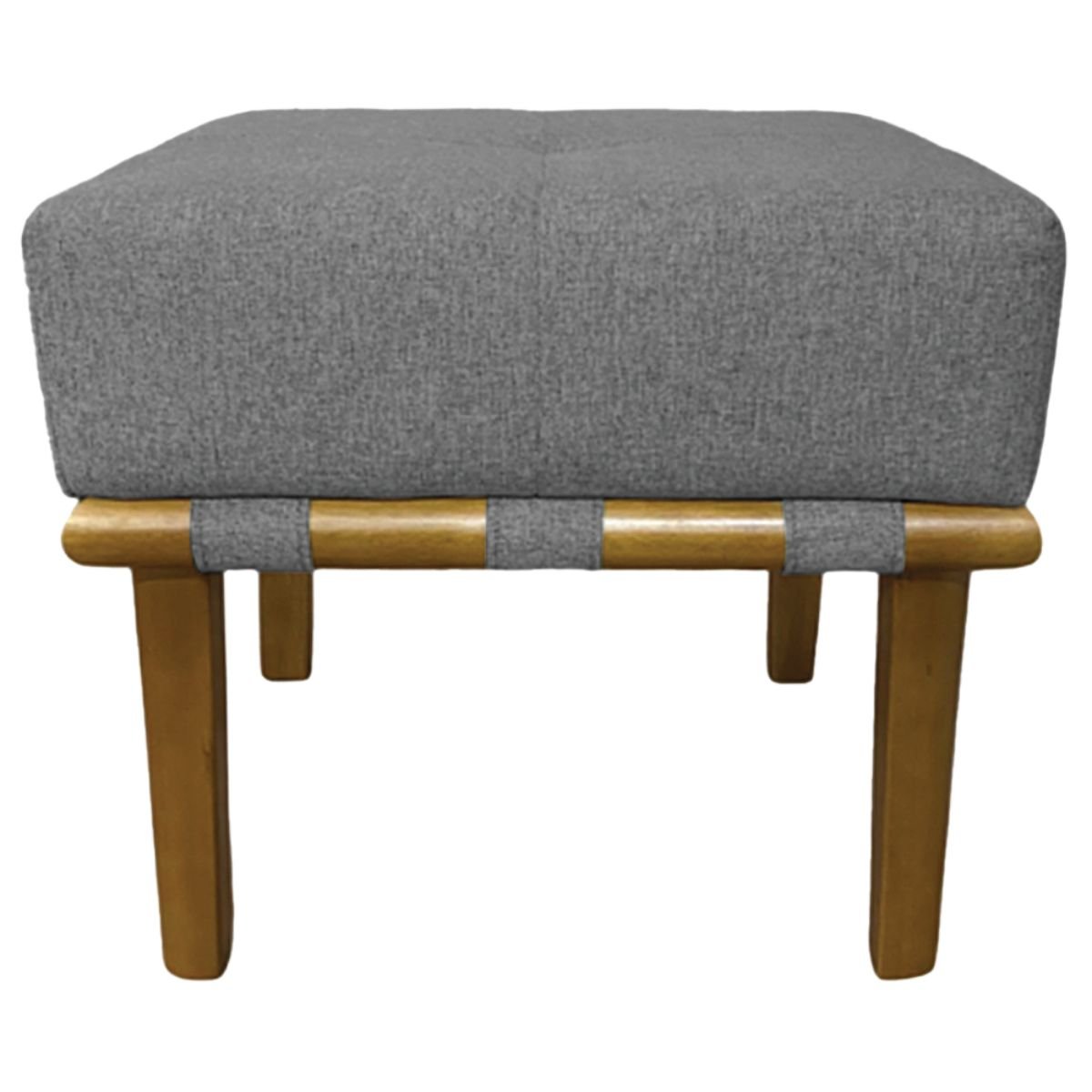 Puff Decorativo Giovana Linho Cinza Base Quadrado em Madeira ...