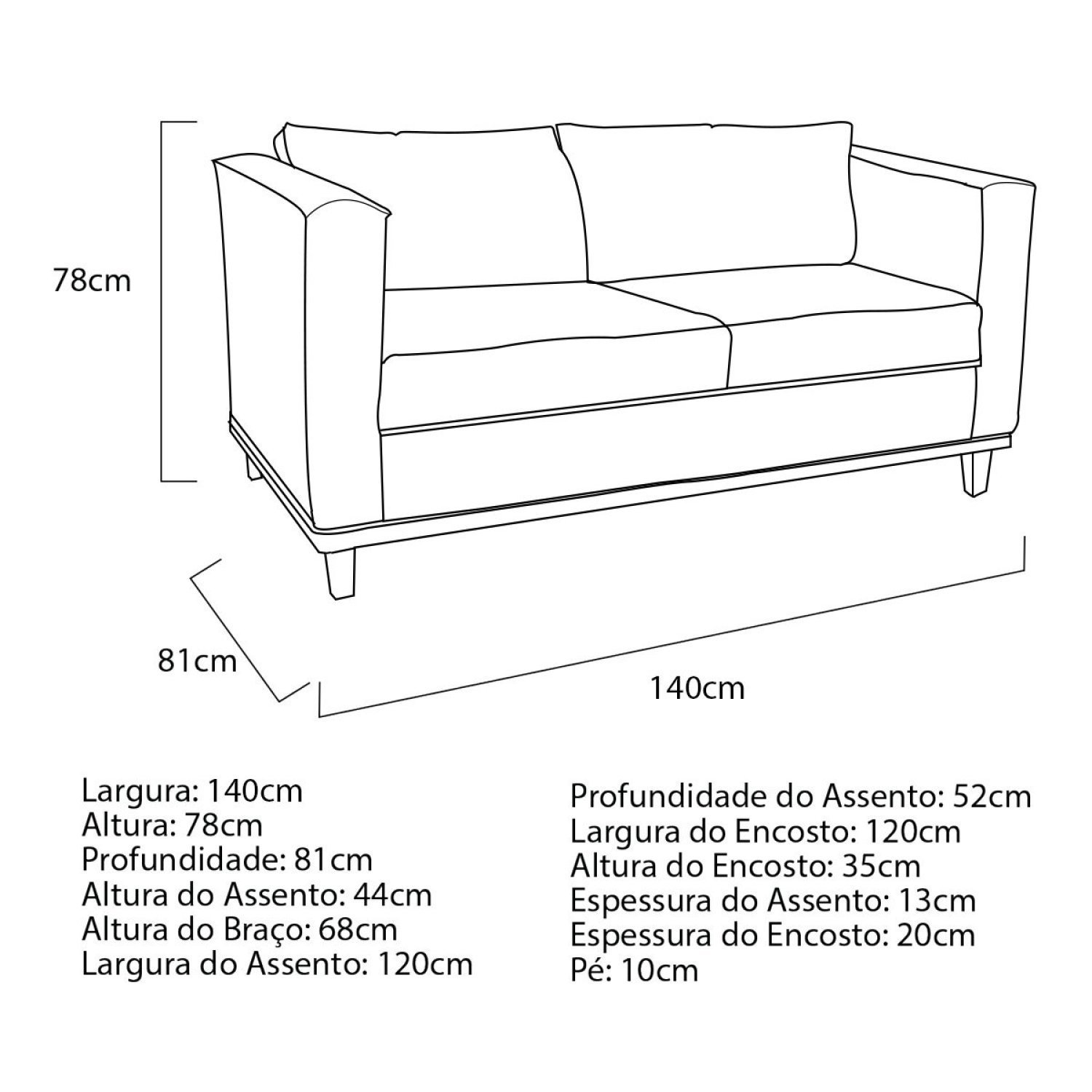 Sofá 2 Lugares 140cm Suede Esper Maranata Estofados | MadeiraMadeira
