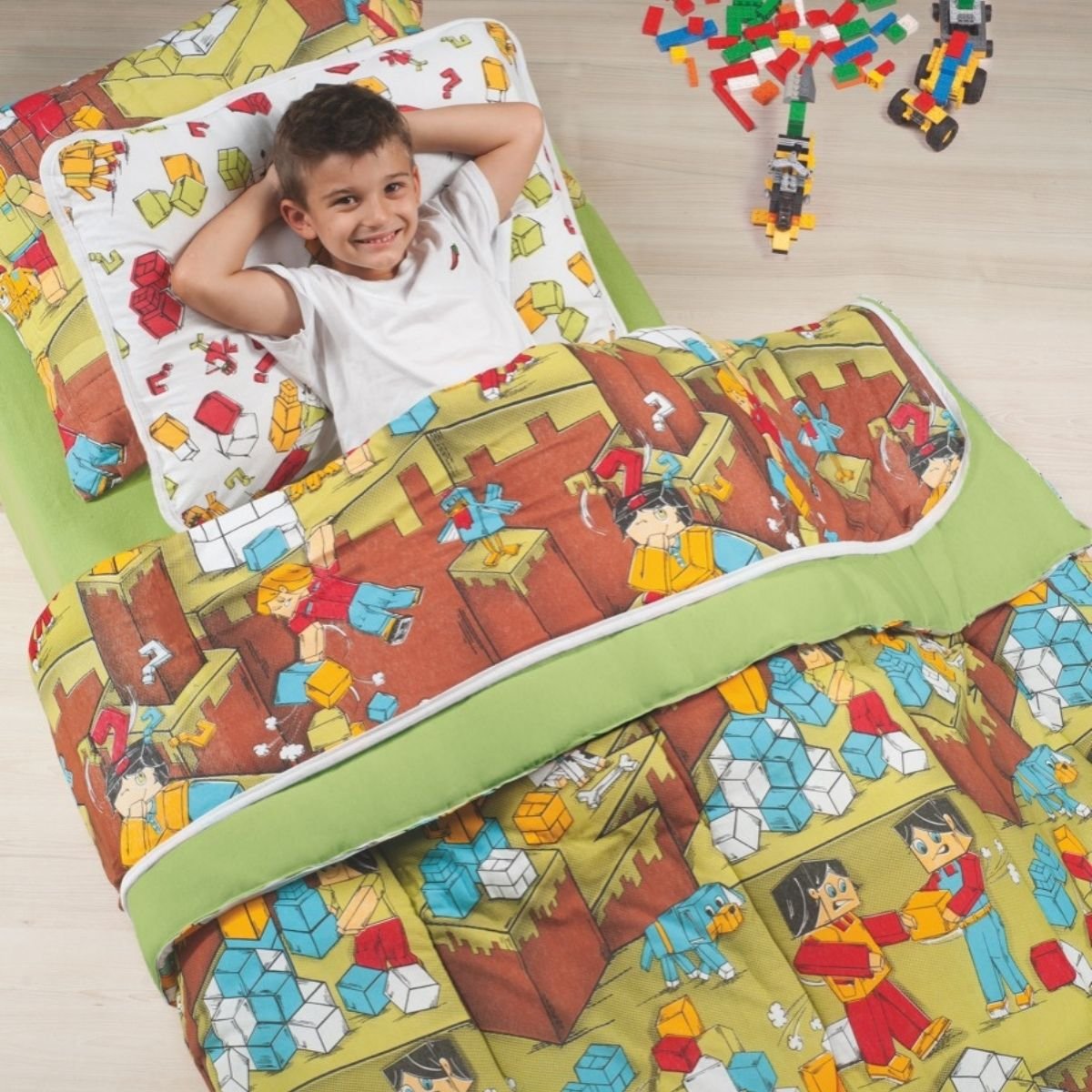 Jogo de Cama Solteiro Malha 100% Algodão Infantil 2 peças Blocos ...