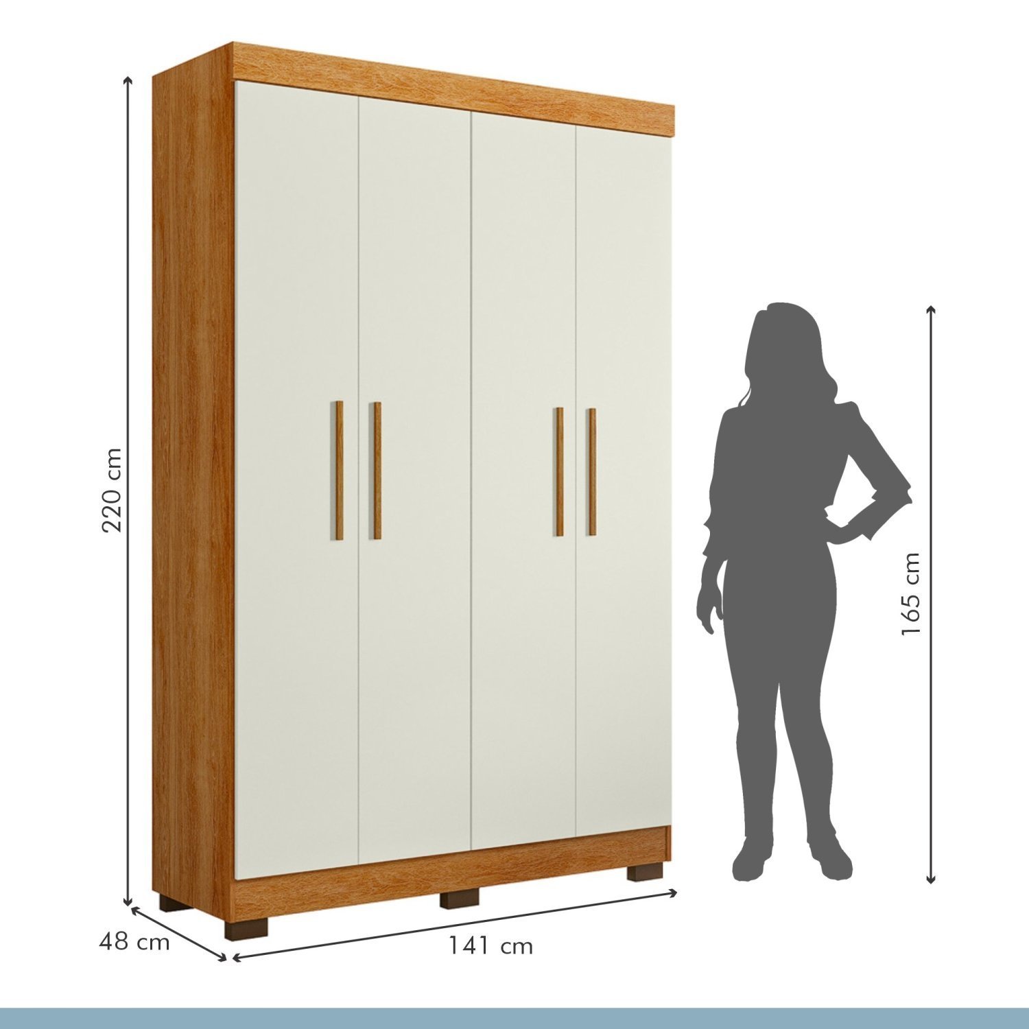 Guarda Roupa Solteiro 4 Portas 3 Gavetas Flórida 100% MDF | MadeiraMadeira