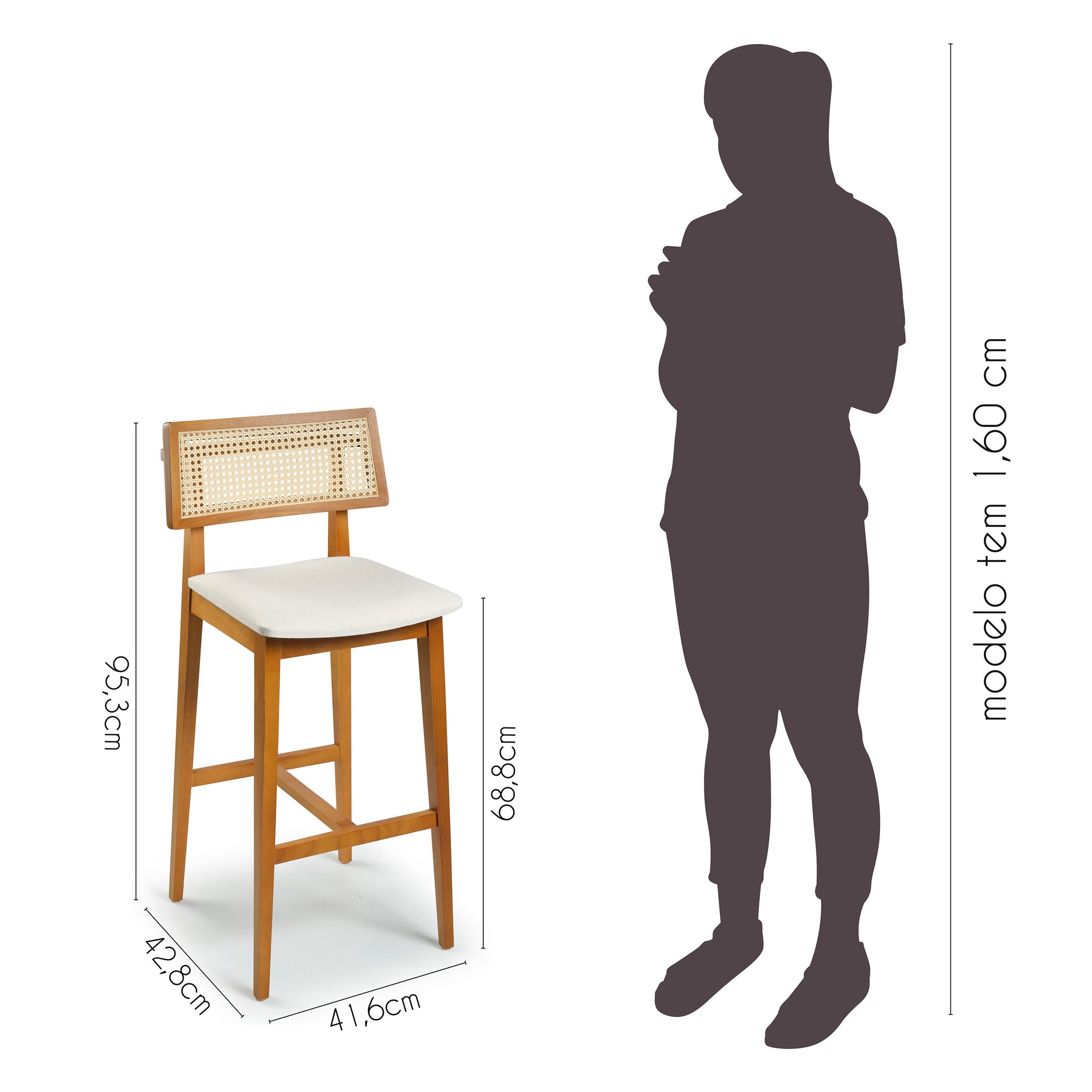 Banqueta Alta em Madeira Maciça Palermo Móveis Clement | MadeiraMadeira