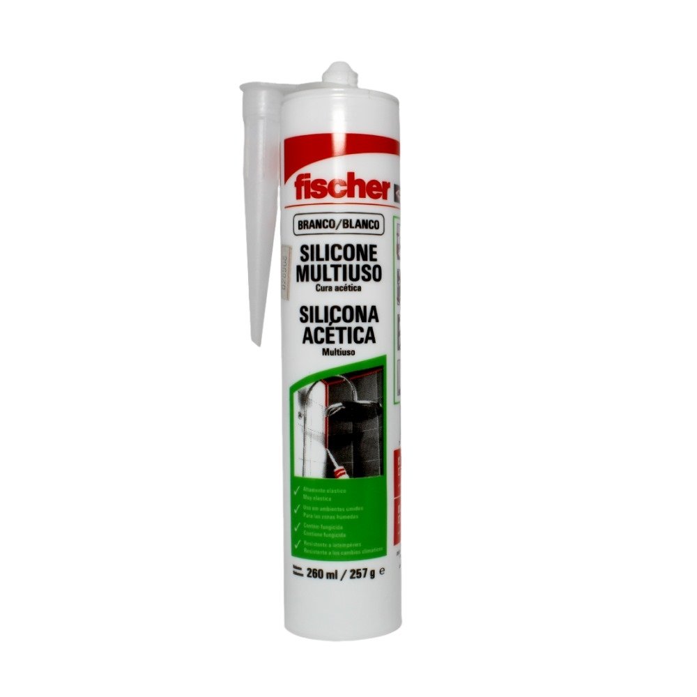 Silicone Multiuso Fischer Acético Branco 260ml Resistente | MadeiraMadeira