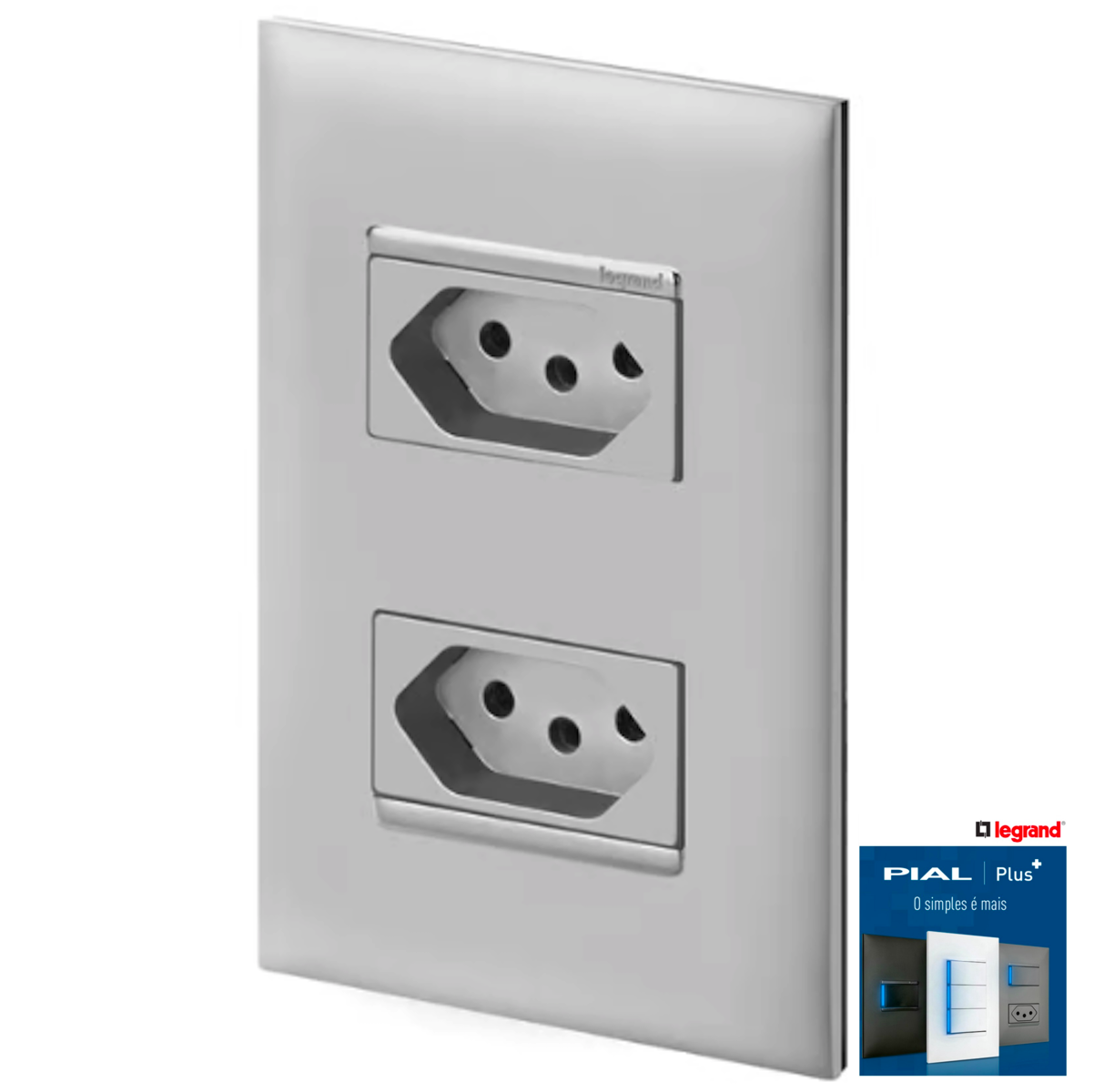 Pial Plus+ Kit Conjunto 4x2 Tomada Dupla Cinza 20a Legrand Completo ...
