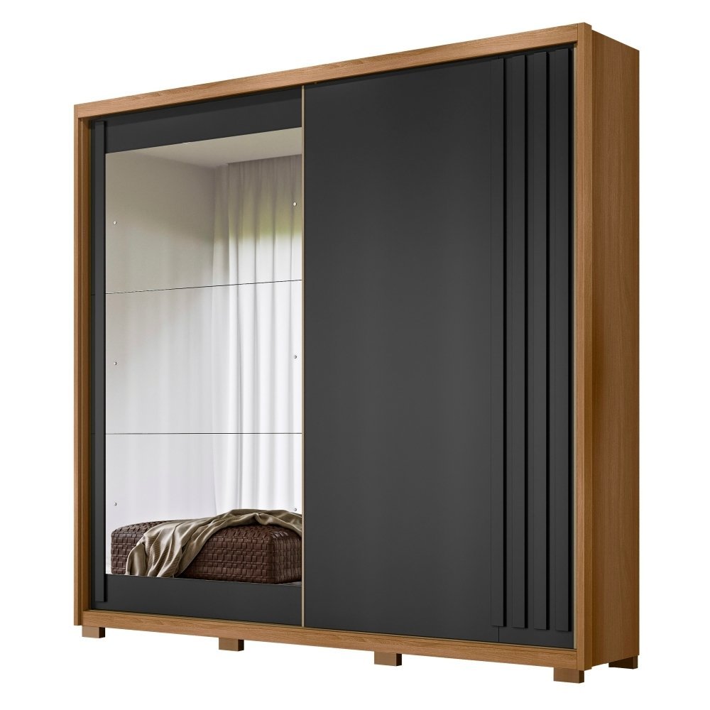 Roupeiro com Espelho Amon Freijó/Cinza | MadeiraMadeira