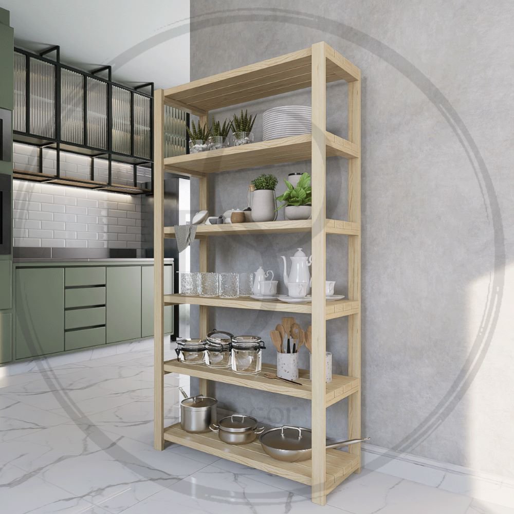 Conjunto Estante + Arara C/ Maleiro Pinus MUEBLES DESIGN Kit Estantes ...