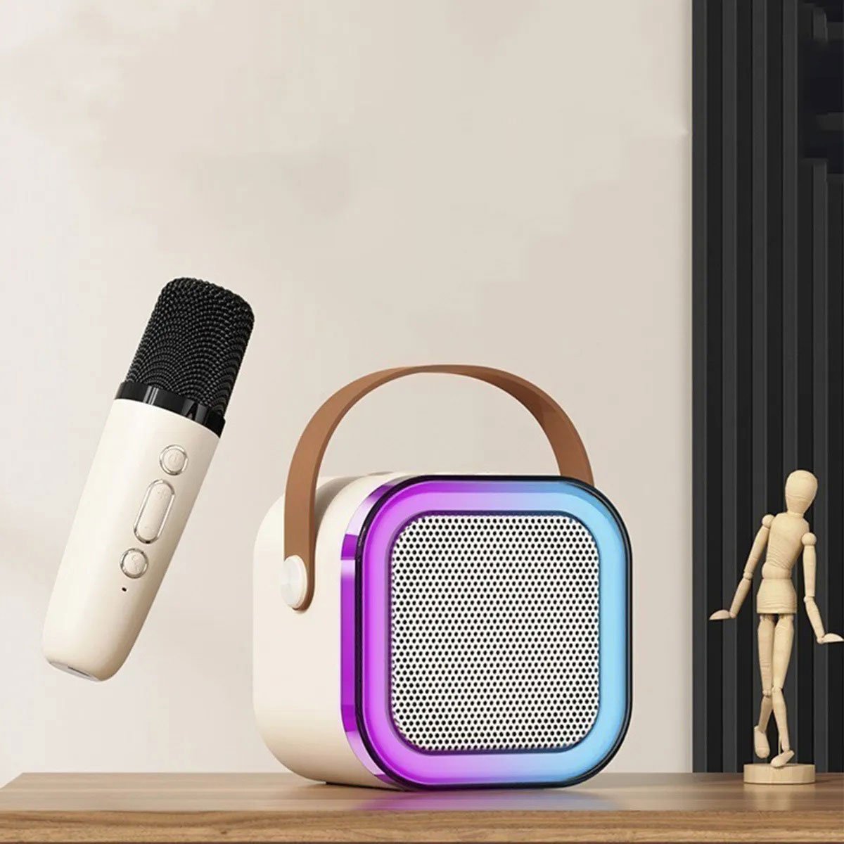 Caixa de Som Bluetooth Microfone Karaoke Iluminaçao Led Rgb Caixinha ...