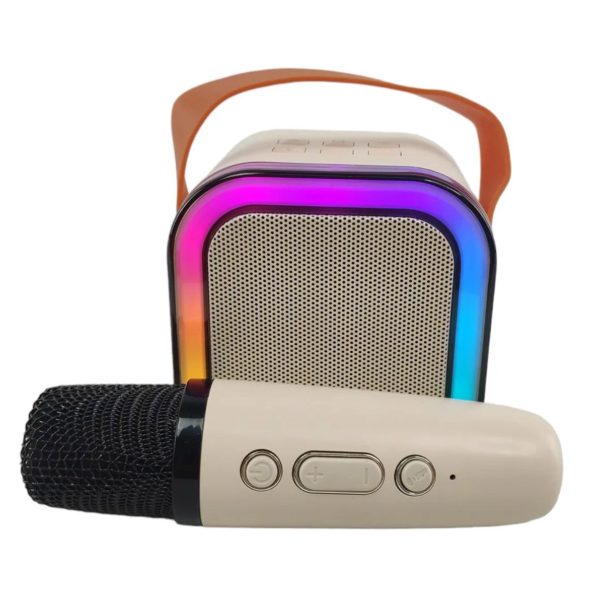 Caixa de Som Bluetooth Microfone Karaoke Iluminaçao Led Rgb Caixinha ...