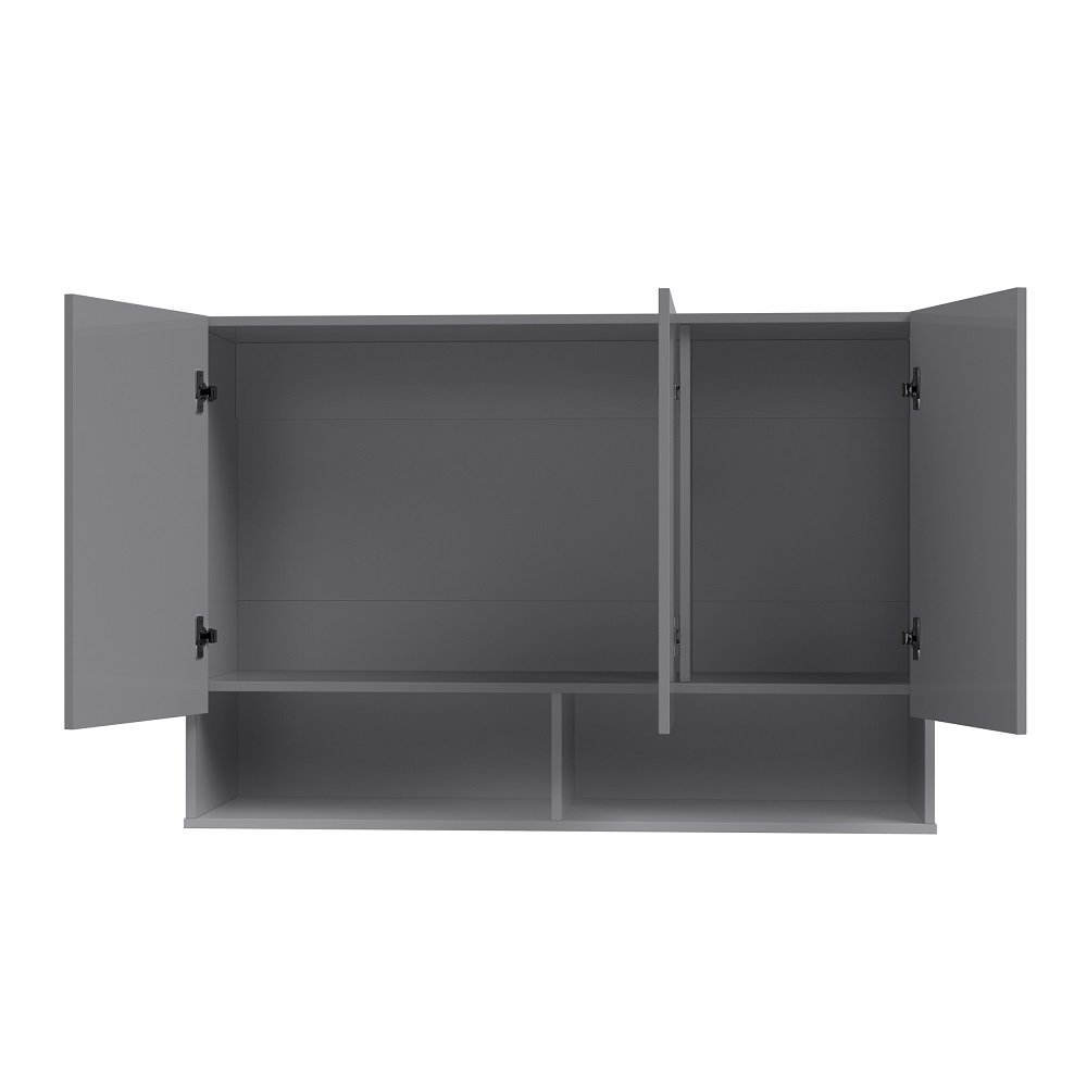 Armário de Cozinha 3 Portas Milão com Nicho - beemóveis - Cinza | MadeiraMadeira