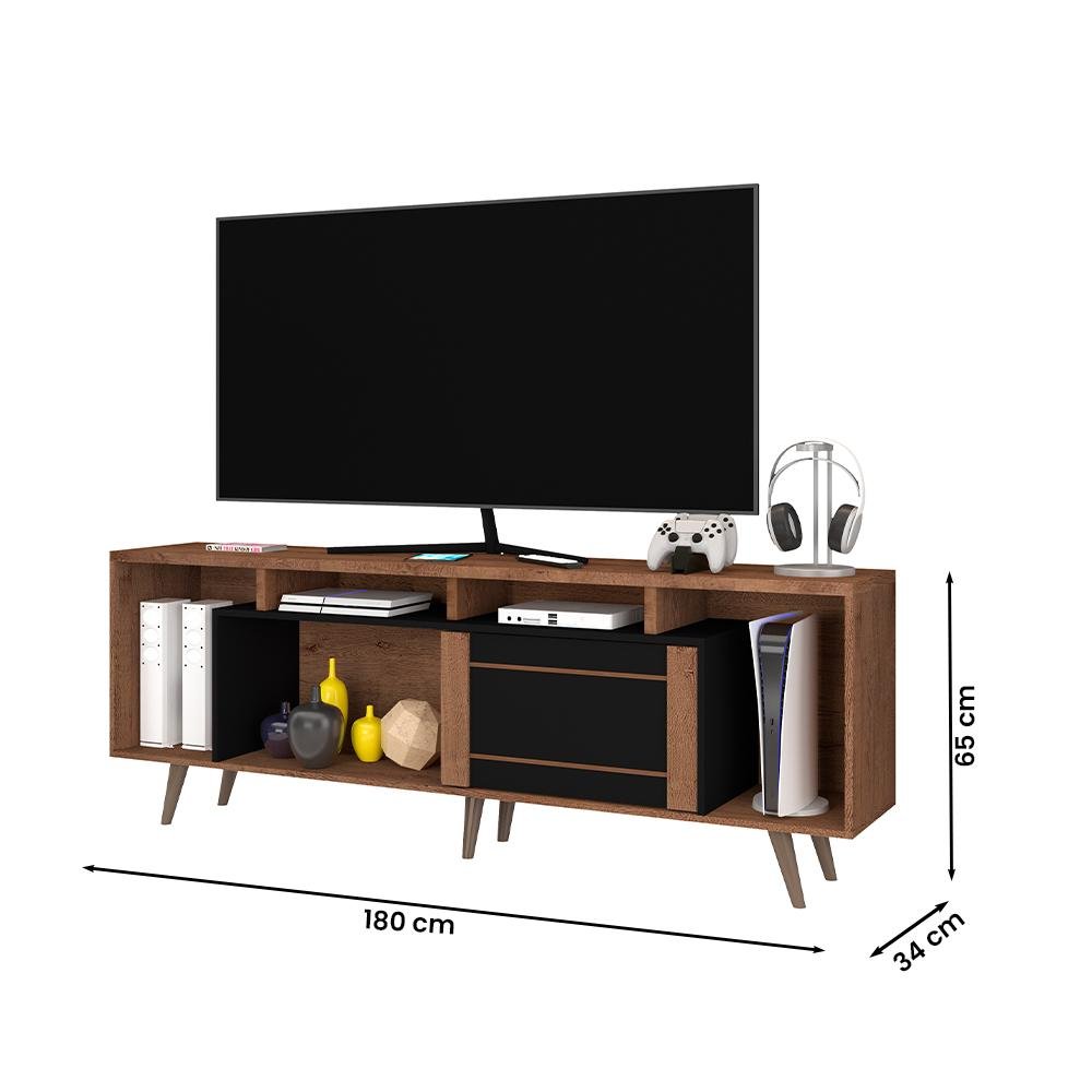 Rack Roma Sala para Tv até 75 Polegadas Freijo Rustico/preto Fosco | MadeiraMadeira