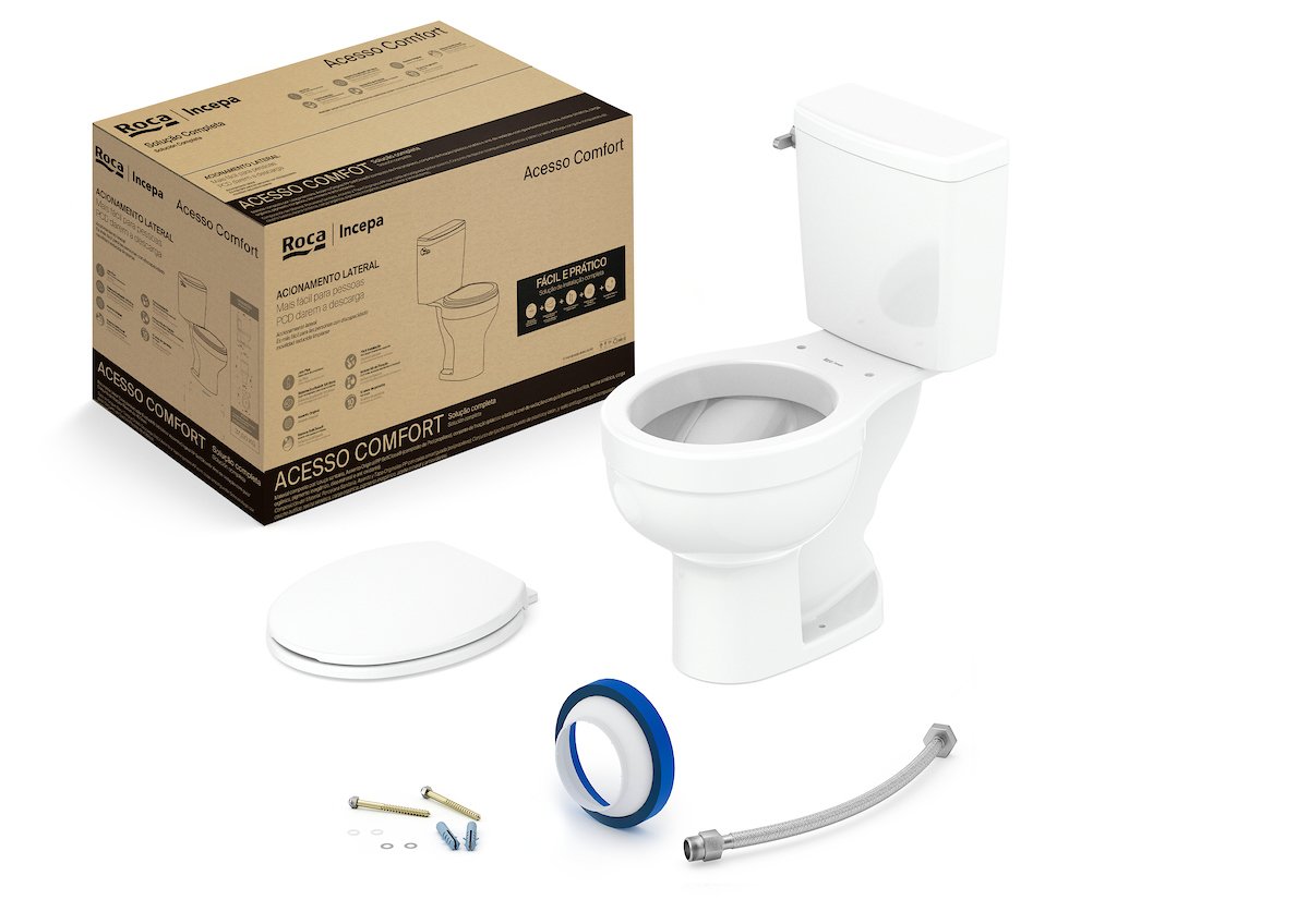 Kit de Bacia com Caixa Acionamento Lateral Assento PP com Queda ...