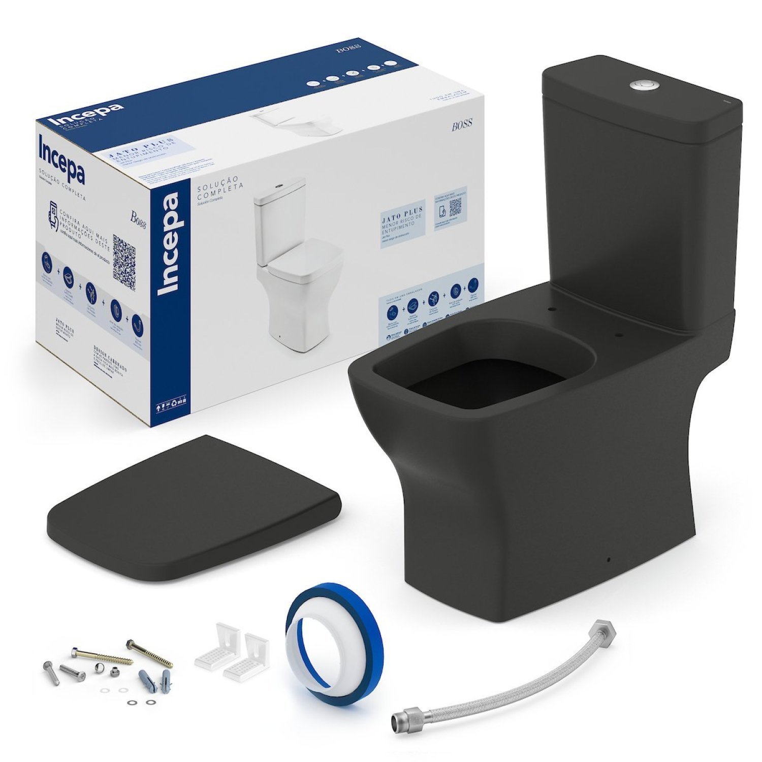 Kit Vaso Sanitário com Caixa Acoplada e Assento Soft Close Boss Incepa ...