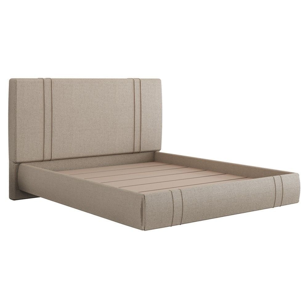 Cama Casal Flutuante com Cabeceira 140cm Astra S04 Linho Bege - Lyam ...