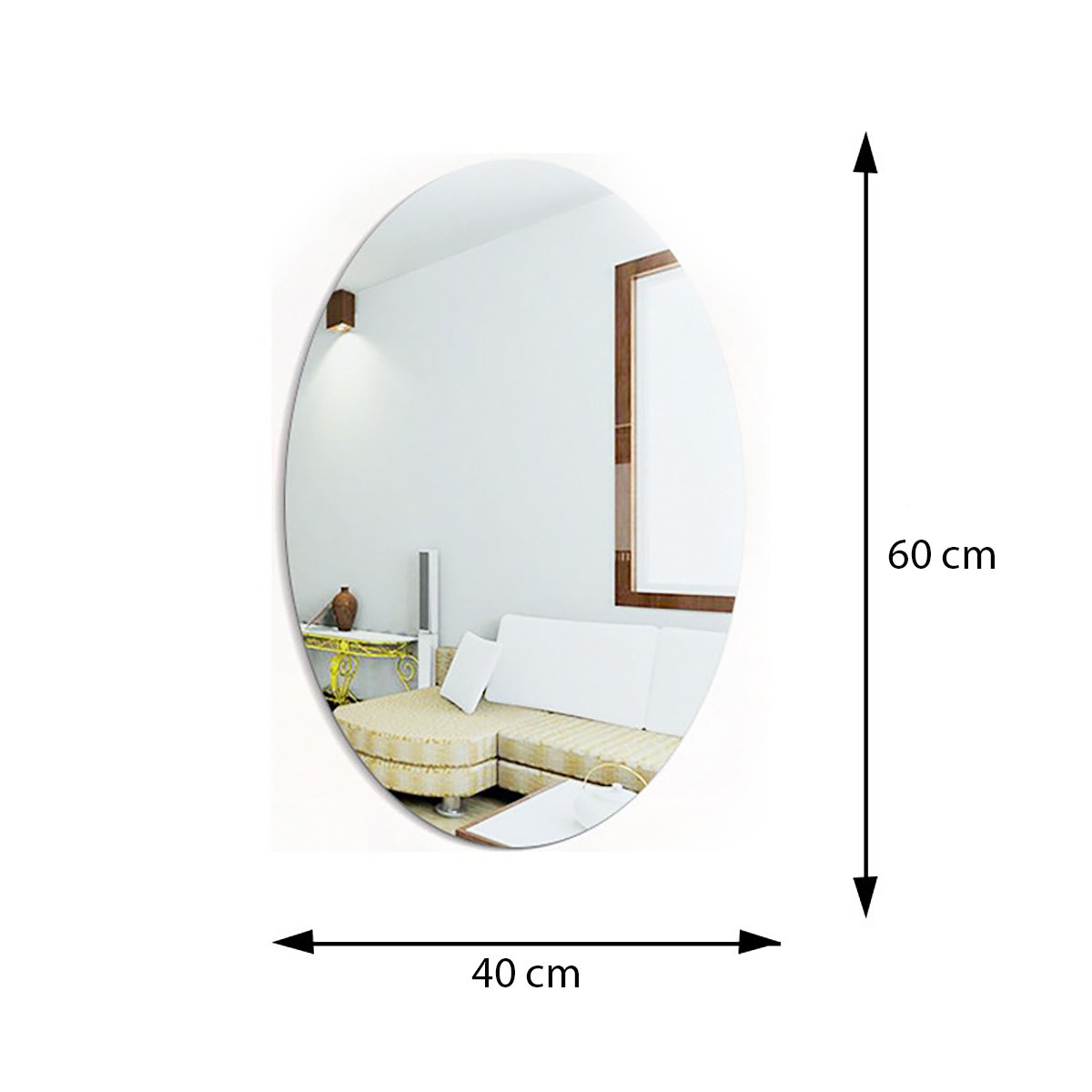 Espelho Adesivo Decorativo Flexível Oval 60 x 40 cm | MadeiraMadeira