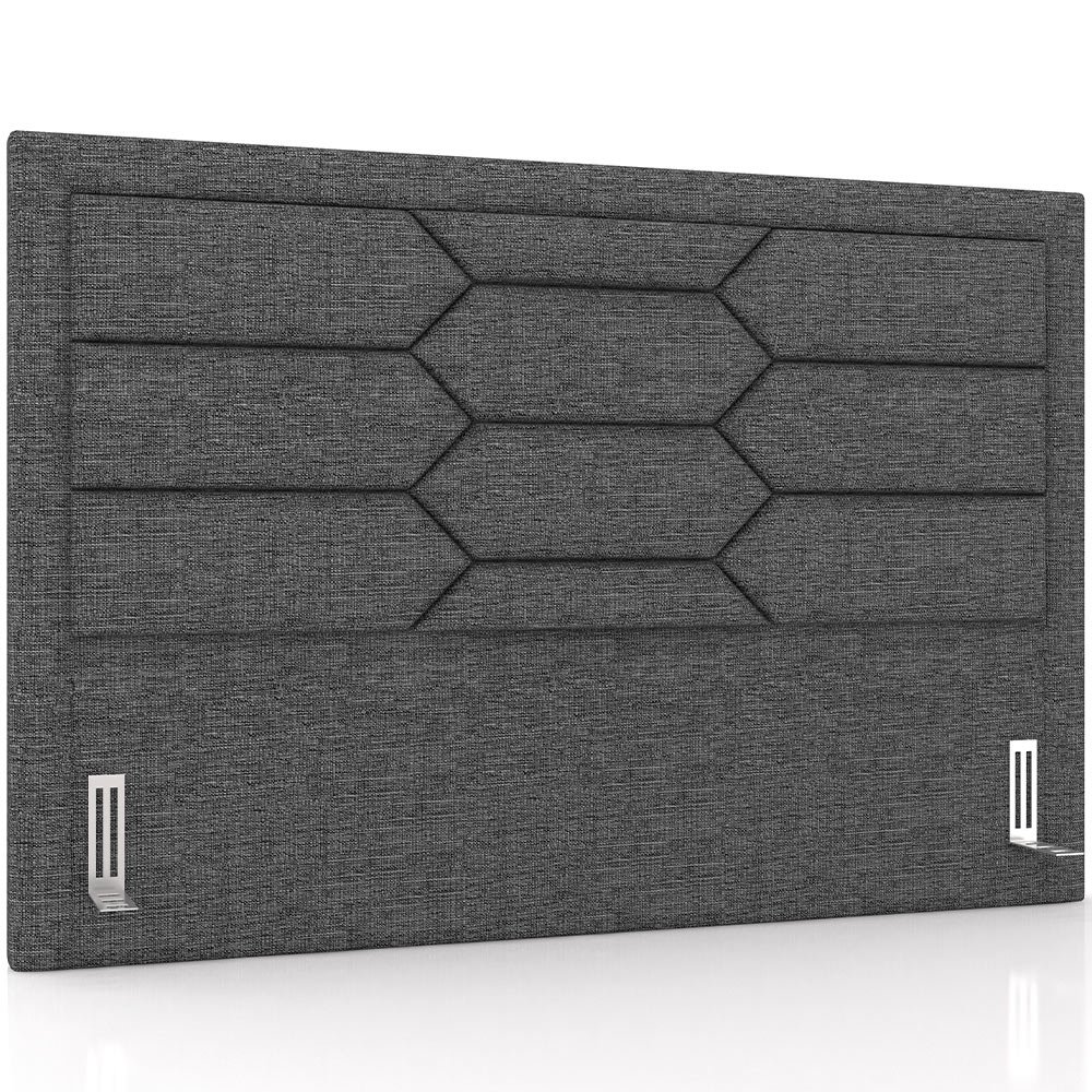 Cabeceira Cama Box King 195cm Estofada Nora P05 Linho Cinza Escuro - Lyam Decor | MadeiraMadeira