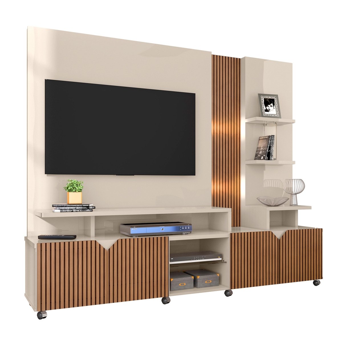 Estante Home para TV até 55 Polegadas Impressão Ripada Cross Lukaliam ...