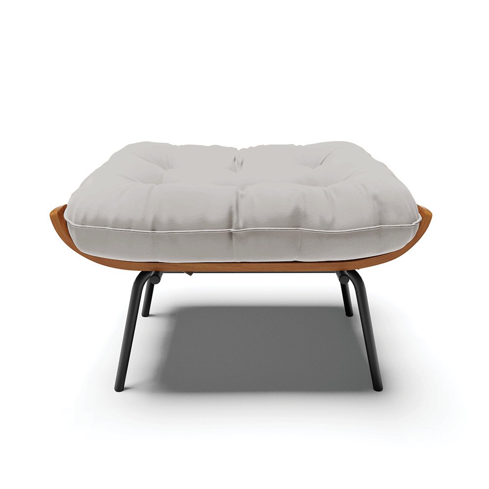 Kit 02 Puffs Costela Veludo Cinza Base Metálica Preto - D'Rossi ...