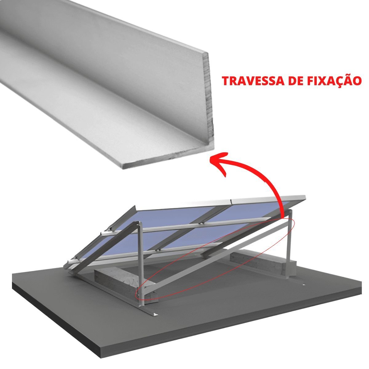 Travessa Fixação Cavalete Estrutura Suporte de Laje Para Placa Painel ...
