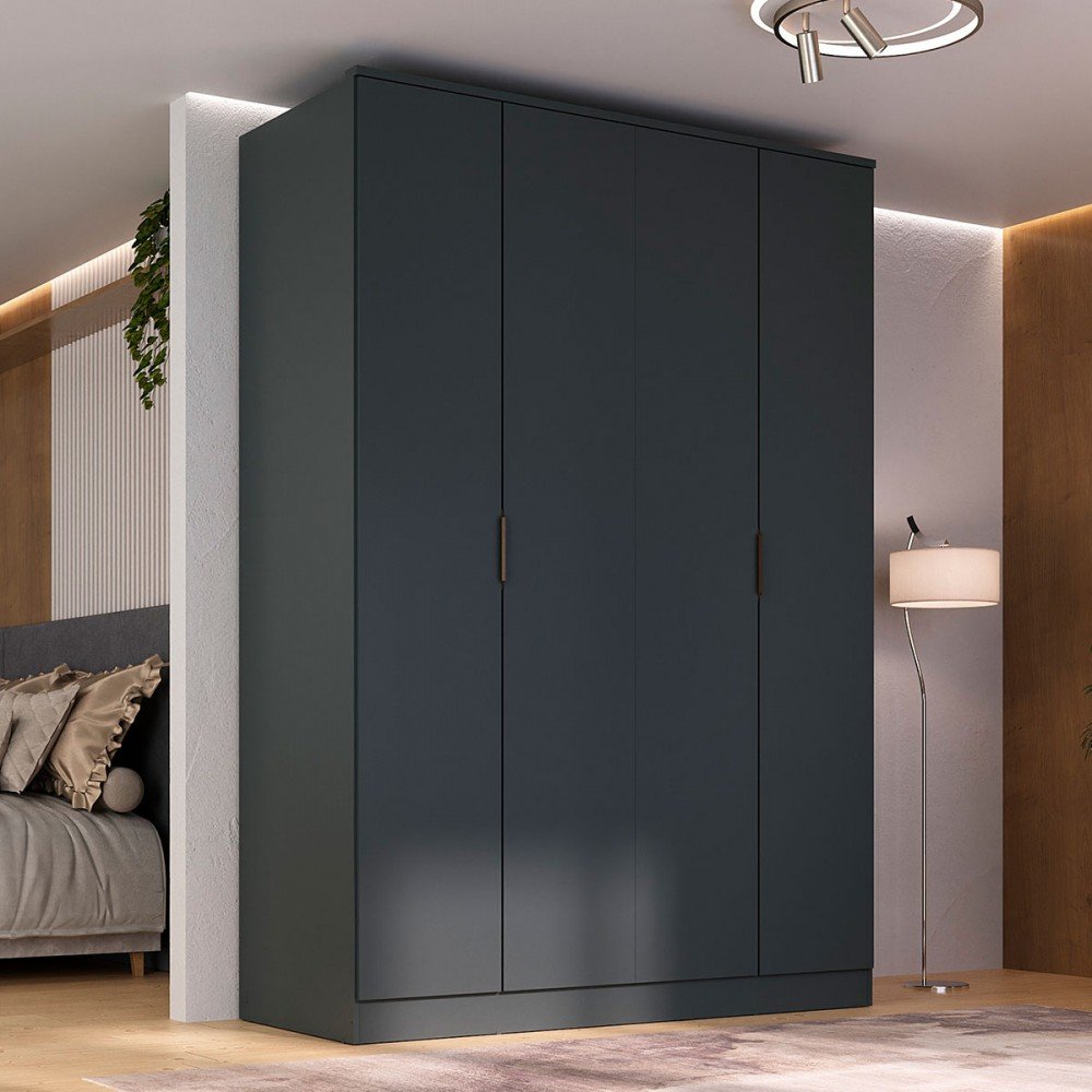 Guarda-roupa Solteiro Ravi 4 Portas 2 Gavetas 100% Mdf Grafitto - Mambel | MadeiraMadeira