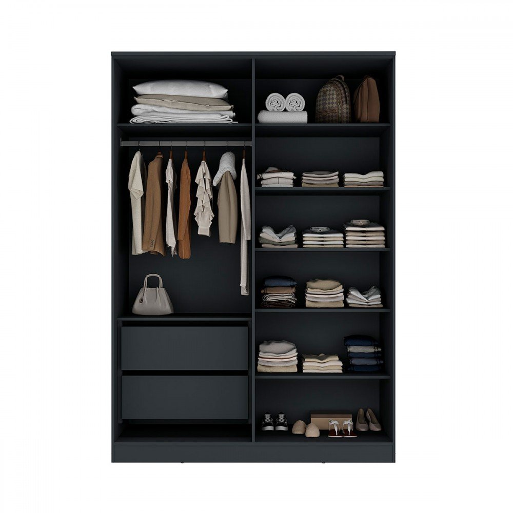 Guarda-roupa Solteiro Ravi 4 Portas 2 Gavetas 100% Mdf Grafitto - Mambel | MadeiraMadeira