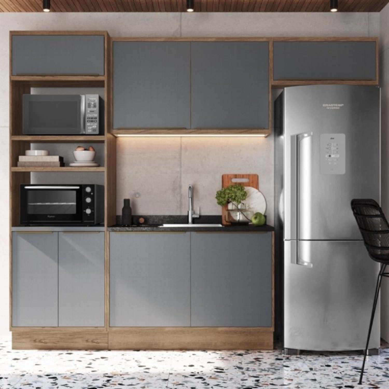 Cozinha Modulada 4 Peças 8 Portas 1 Nicho para Forno Viena | MadeiraMadeira