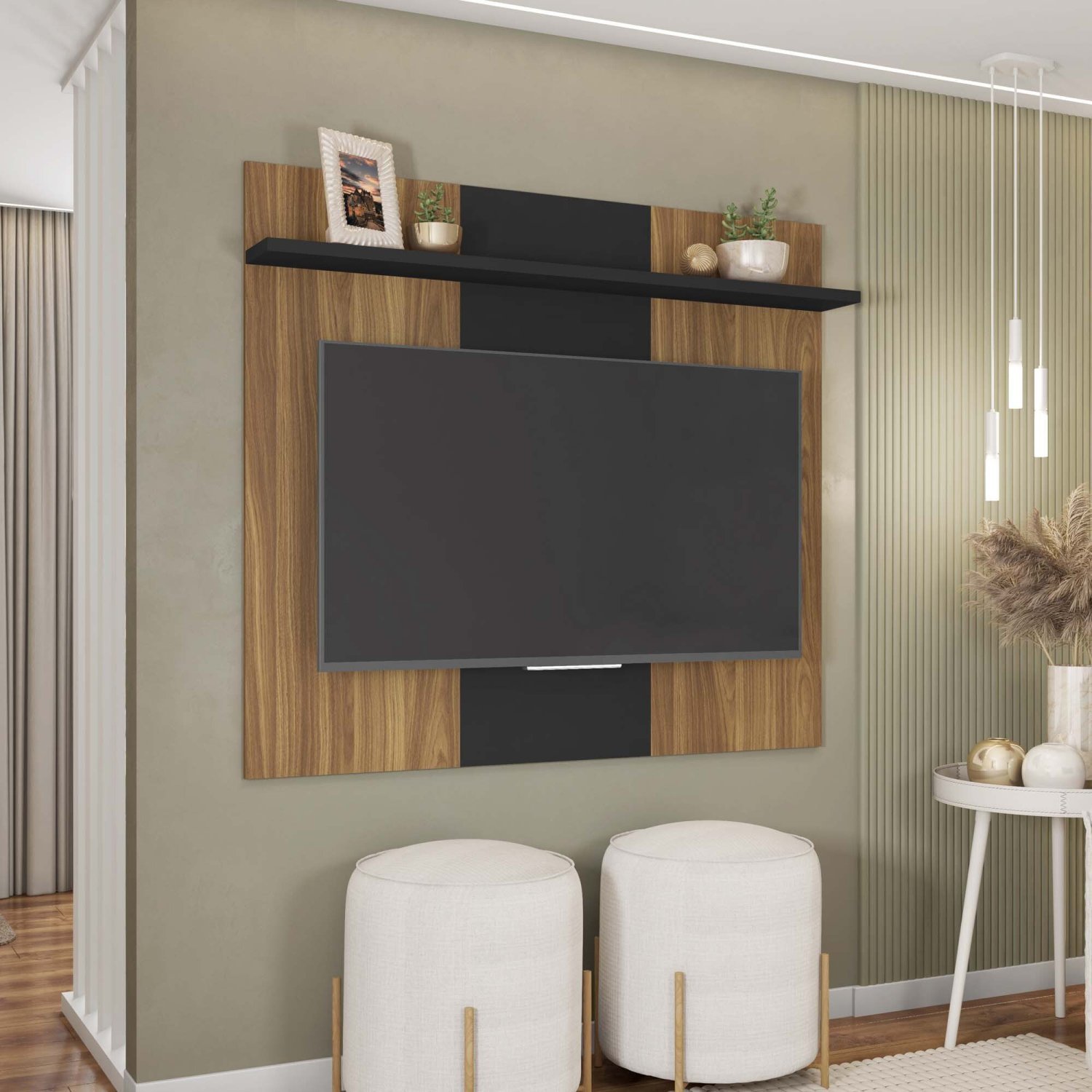 Painel para TV até 55 Polegadas em BP com 1 Prateleira 1.36 Multiverso ...