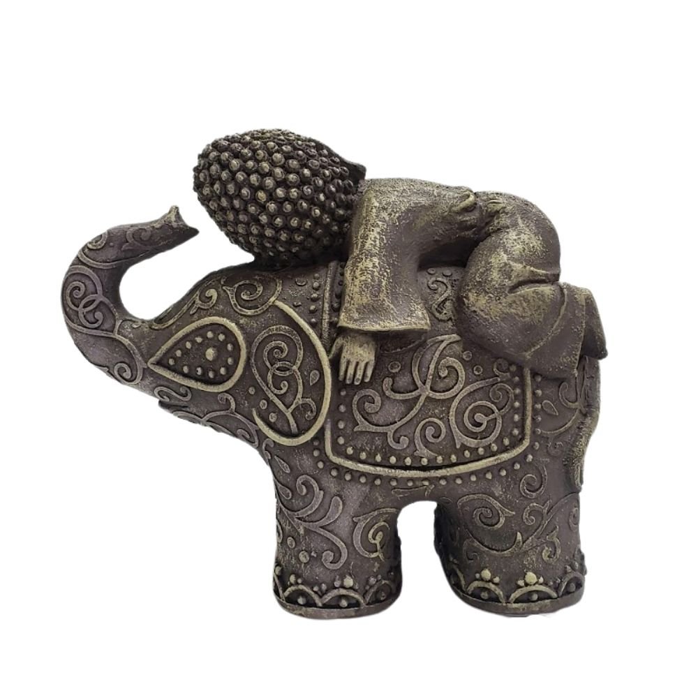 Elefante Com Buda Resina | MadeiraMadeira