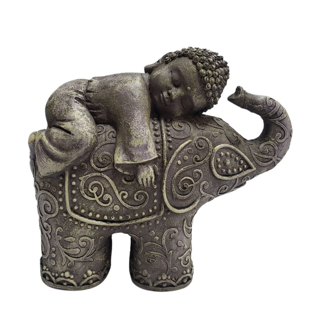 Elefante Com Buda Resina | MadeiraMadeira