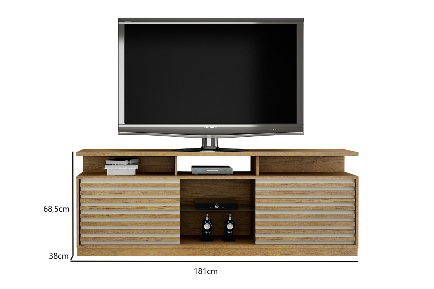 Rack Bancada Roma para TV ate 70 Polegadas Valdemoveis Cinamomo/Off White | MadeiraMadeira