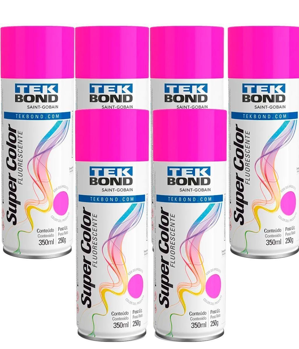 Tinta Aerossol Rosa Fluorescente 350 Ml/250g Kit 6 | MadeiraMadeira