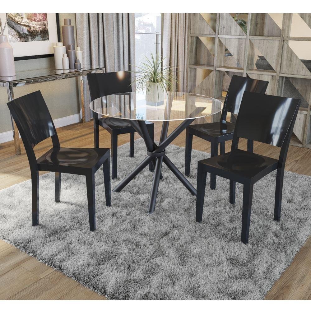Conjunto Mesa Redonda Tubular 4 Cadeiras Hydra Plus Preto | MadeiraMadeira