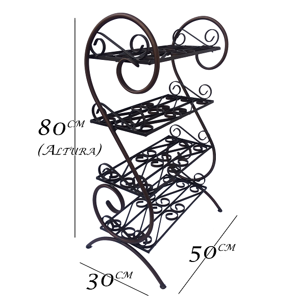 Estante Artesanal de Ferro Quatro Prateleiras Modelo Rococó Libertas ...