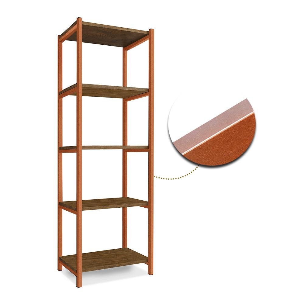 Estante Para Sala 5 Prateleiras 50 cm Imbuia Bronze Zed Steel Mobile ...