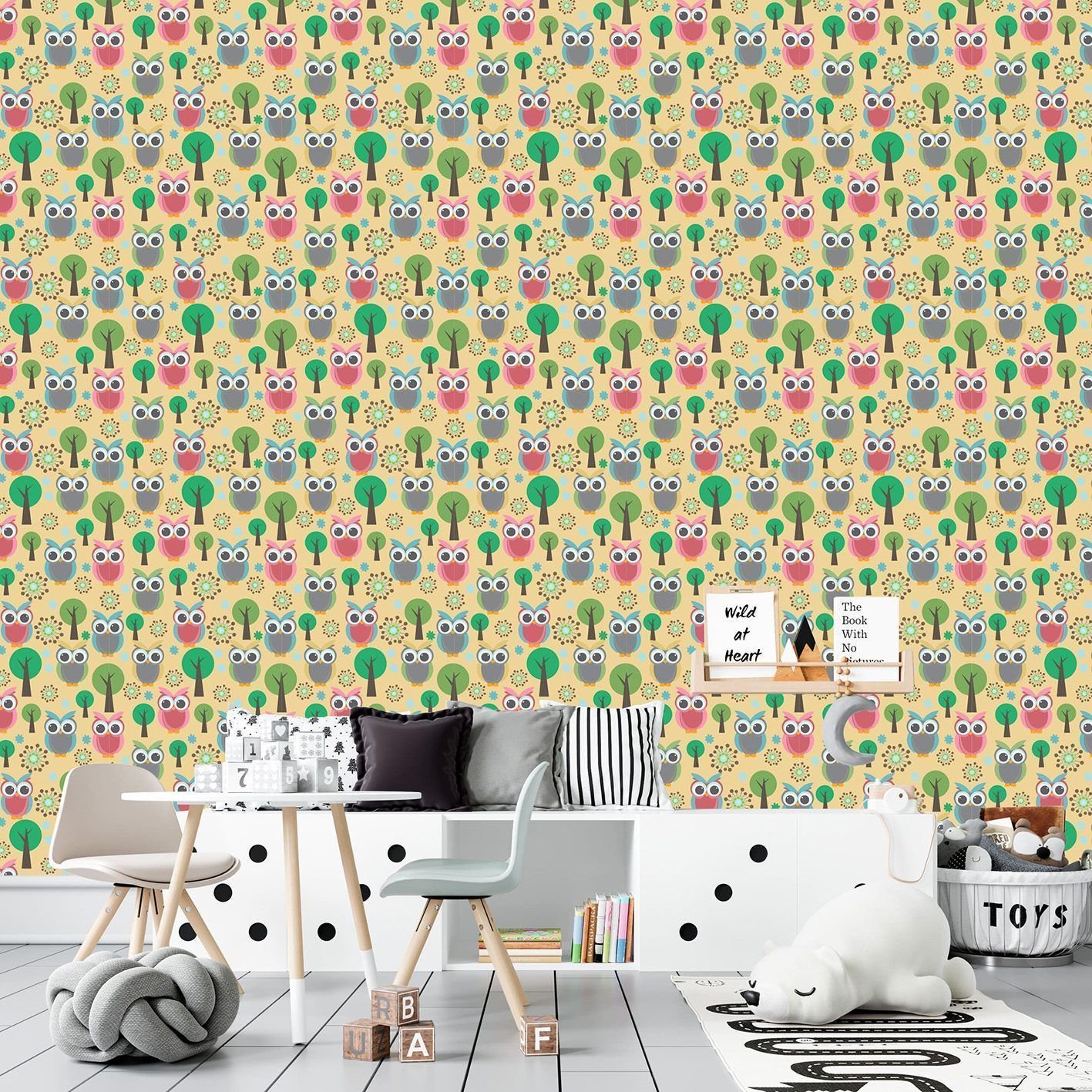 Papel de Parede Adesivo Menino Cantinho Acolhedor Das Corujinhas | MadeiraMadeira