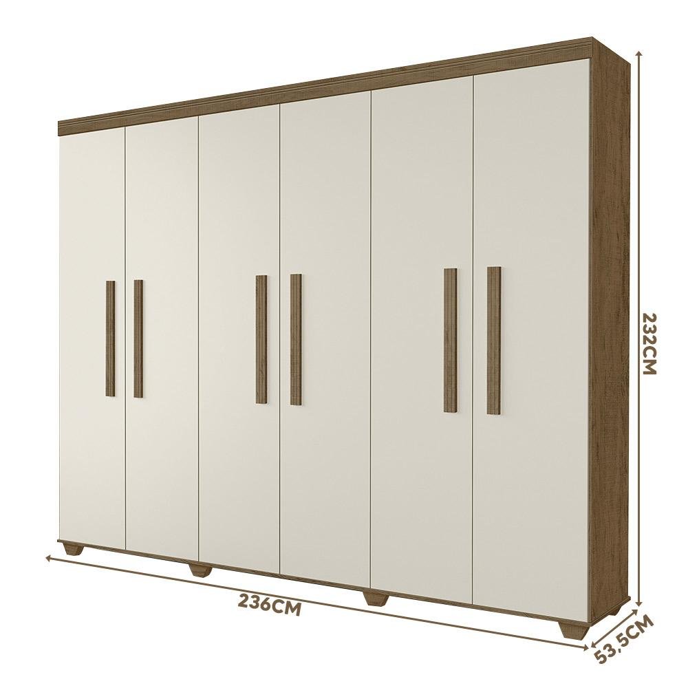 Guarda-Roupa Casal Havai Castanho Off White Fênix | MadeiraMadeira