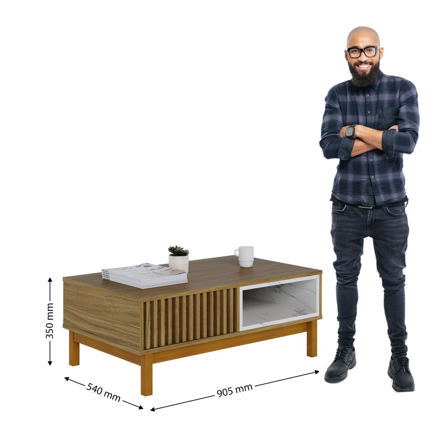 Mesa de Centro Retangular com Nicho Ibiza Yescasa | MadeiraMadeira