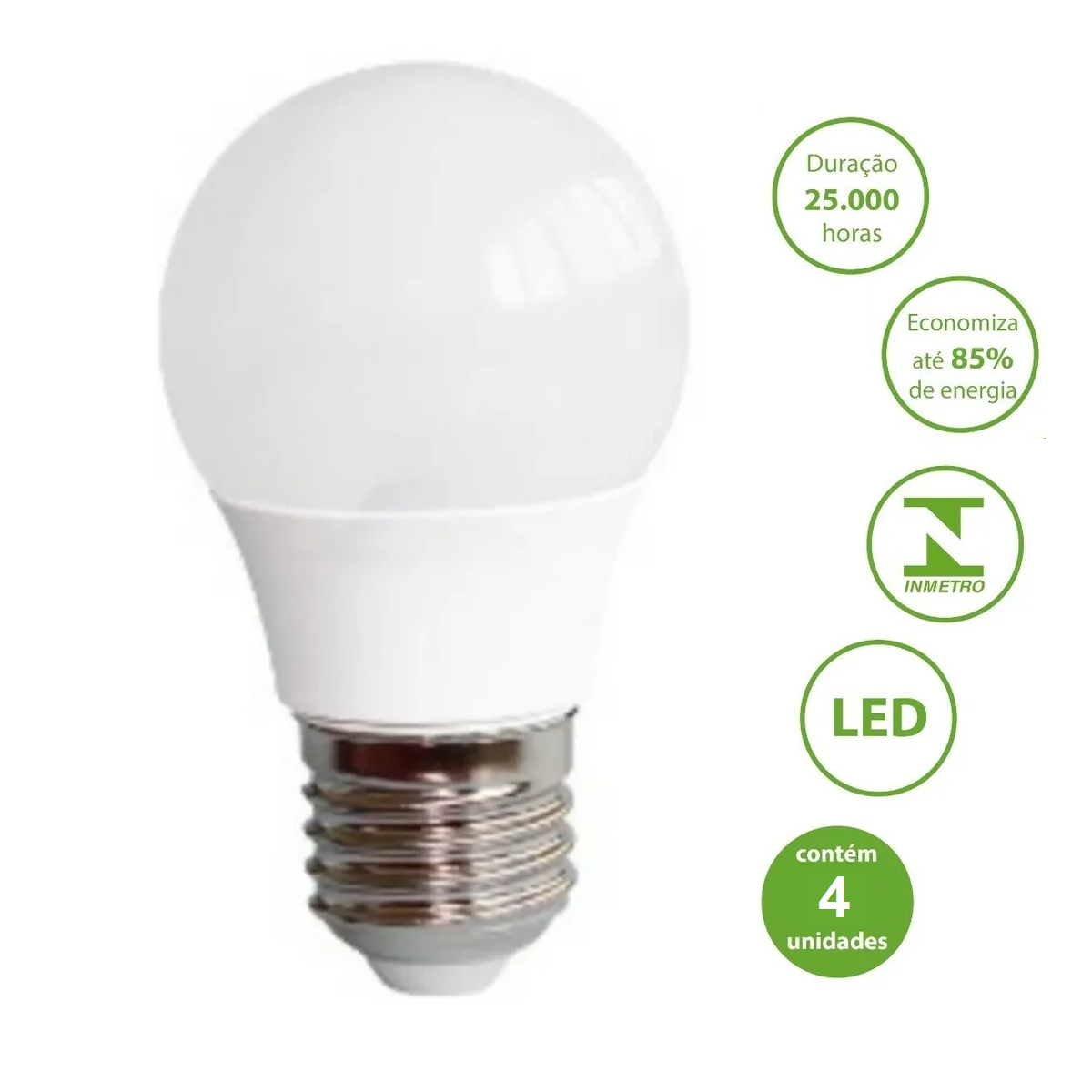 KIT 3 Lâmpadas Bulbo LED 9w 6000k Branco Frio E27 Lustre | MadeiraMadeira