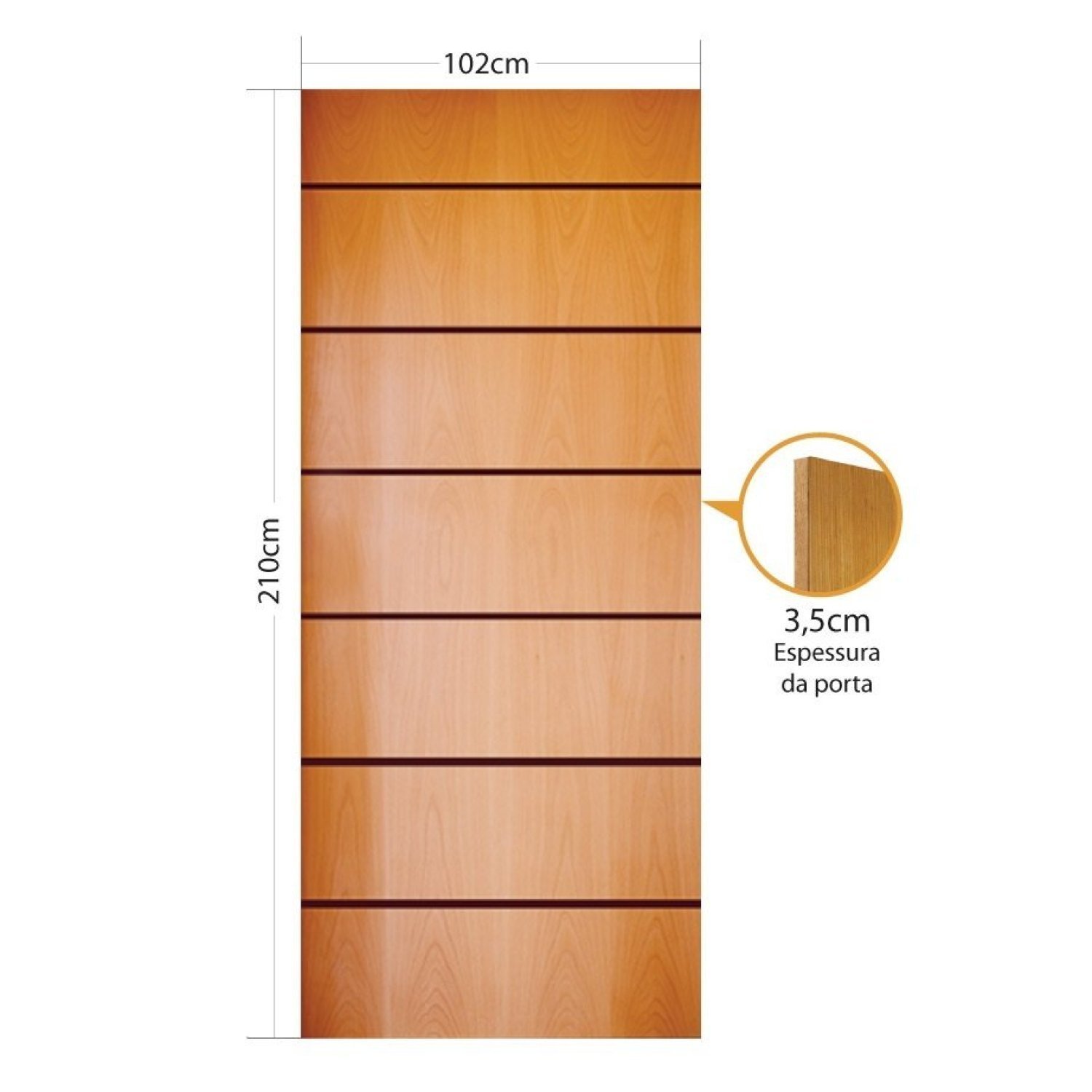 Folha de Porta em Madeira Semi Oca HDF Frisada 180 210x102cm Mapaf ...