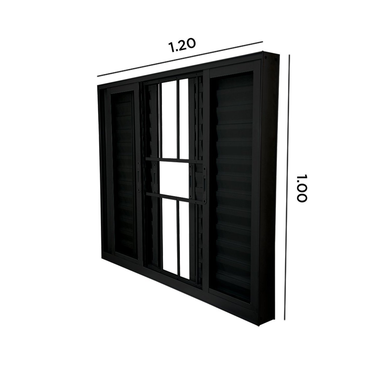 Janela Veneziana Abertura Central 6 Folhas Grade Vidro Liso 100x120cm ...