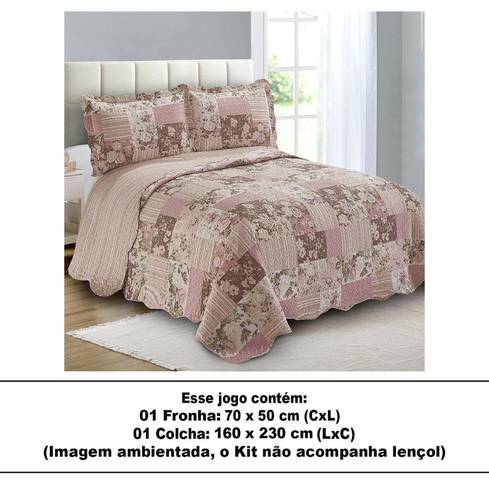 Colcha Solteiro Microfibra Camesa Patchwork 2 Peças Norma | MadeiraMadeira