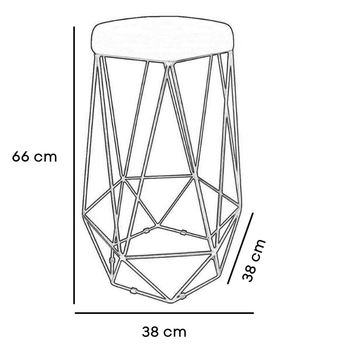 Kit Puff e Banqueta Aramado Base Bronze Suede Cinza | MadeiraMadeira