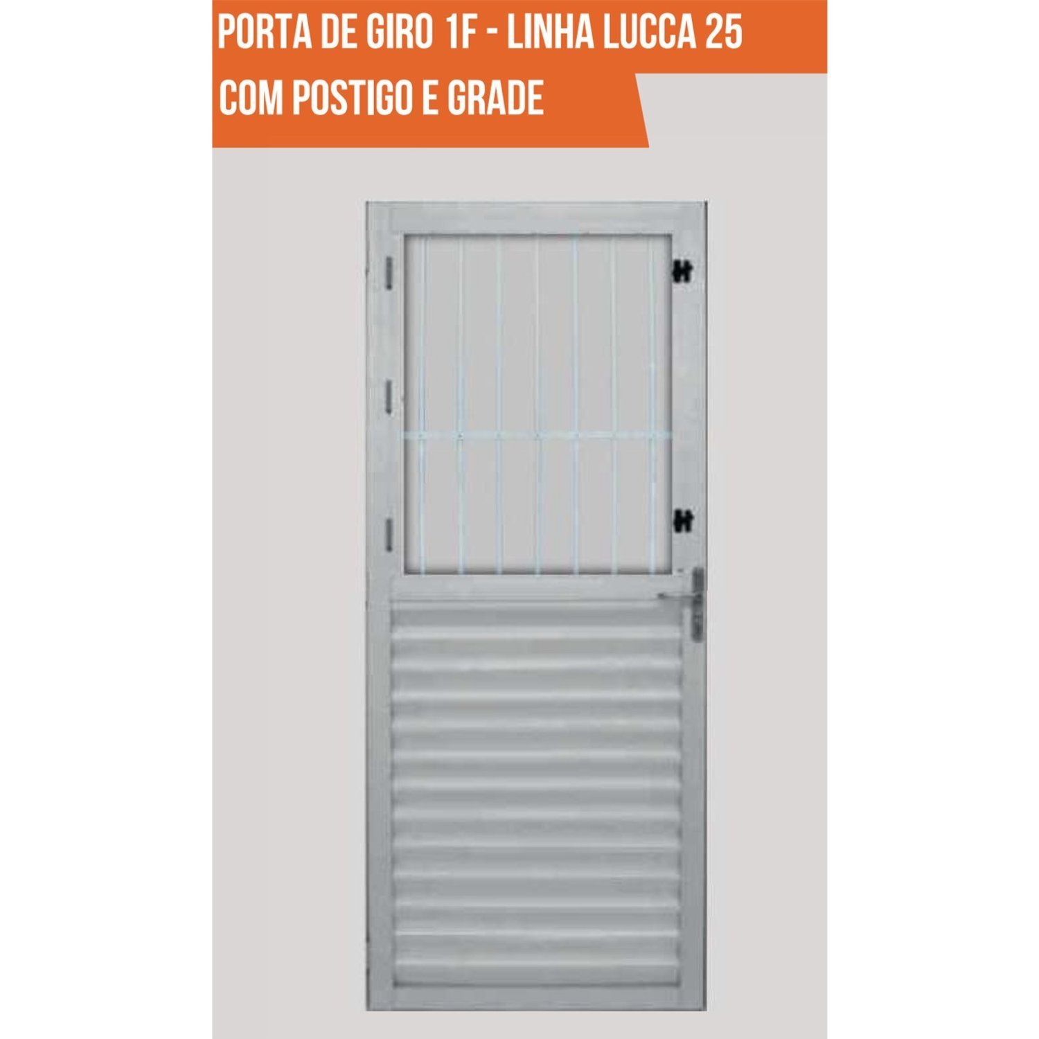 Porta de Alumínio com Postigo 210x80cm com Vidro Liso Batente 6,2cm ...