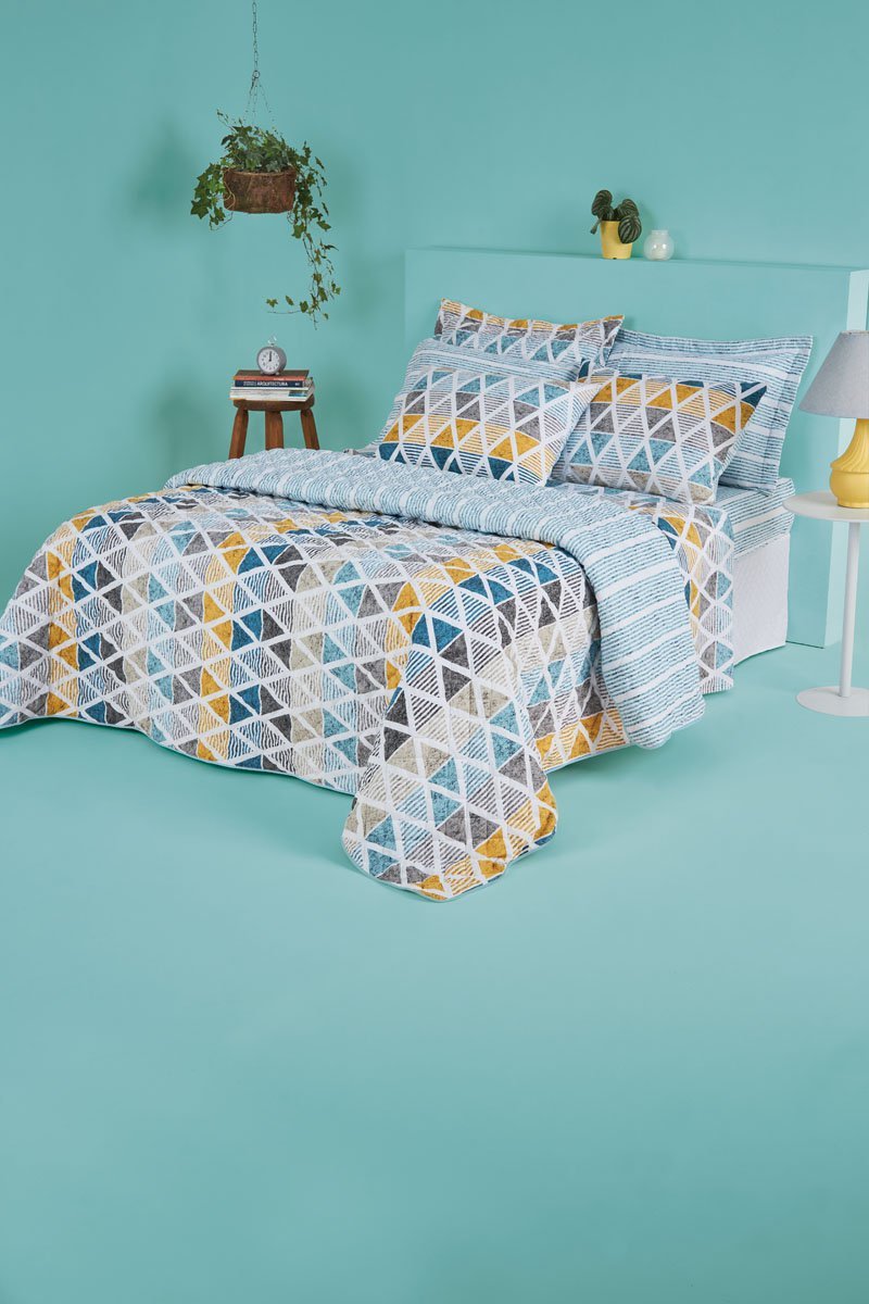 Jogo de Cama Microfibra Mosaico Radiante - Queen | MadeiraMadeira