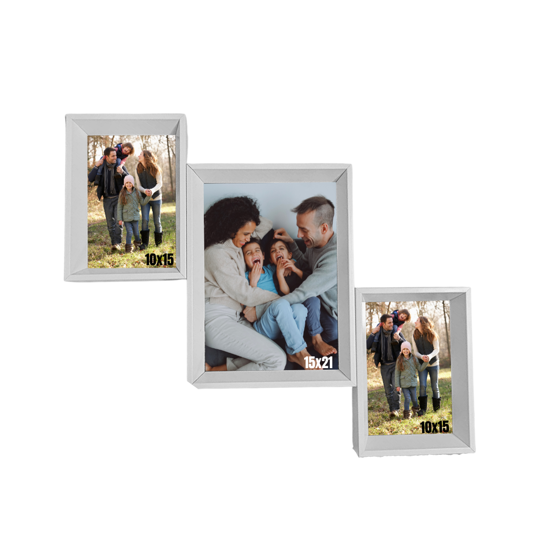 Quadro de Parede Para 3 Fotos (2)10x15cm e (1)15x21cm Chanfrada ...