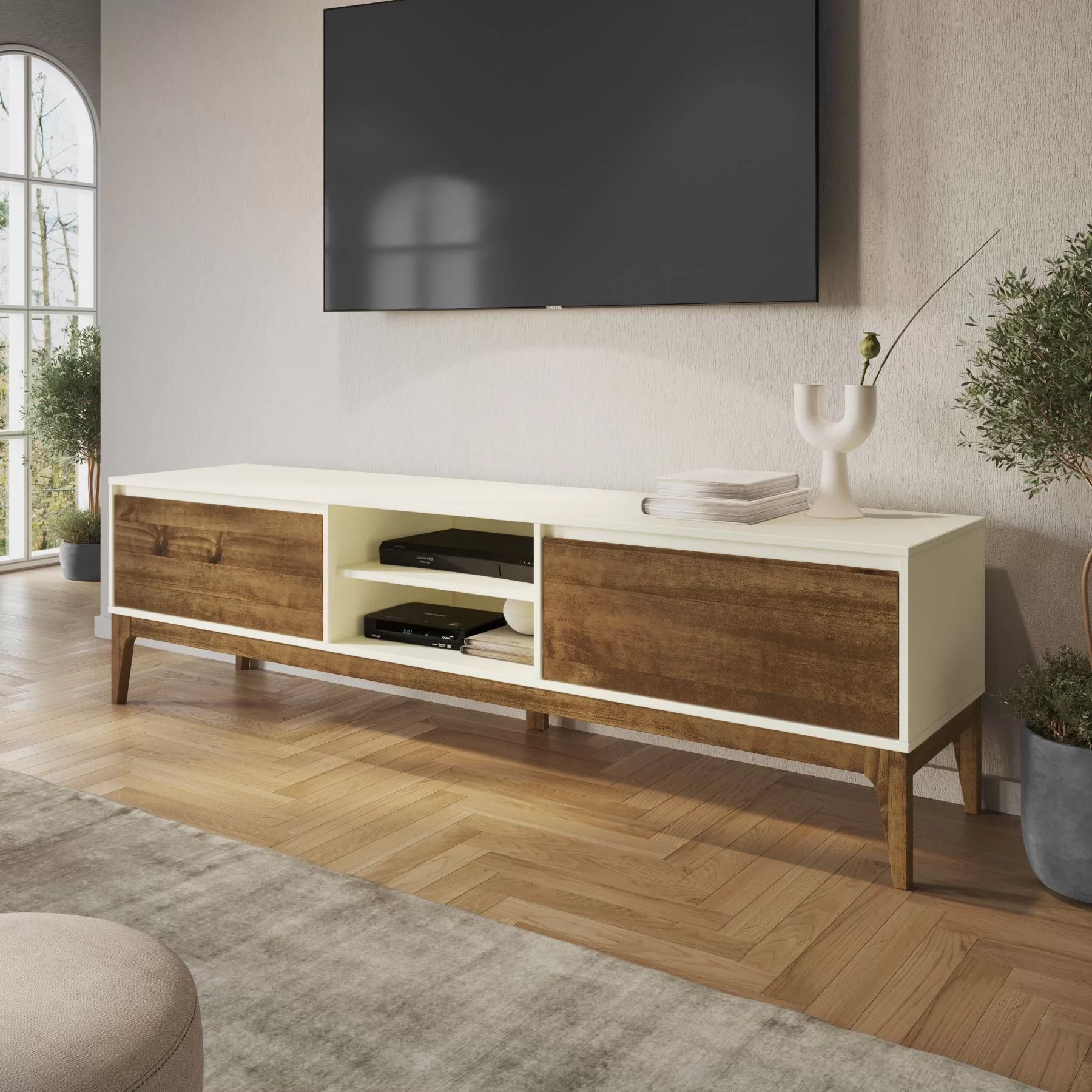 Rack para TV até 60 Polegadas 2 Gavetas 180cm Retrô Bali Yescasa ...