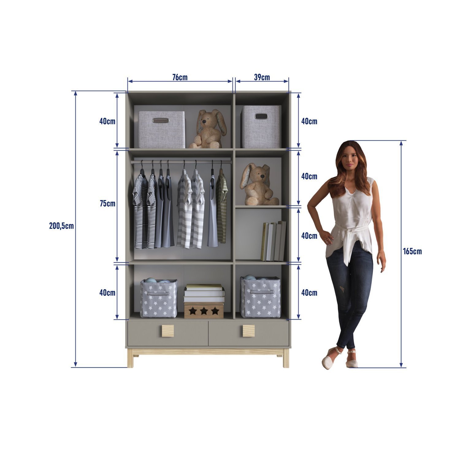 Guarda Roupa Infantil 3 Portas 2 Gavetas Eleva Completa Móveis ...