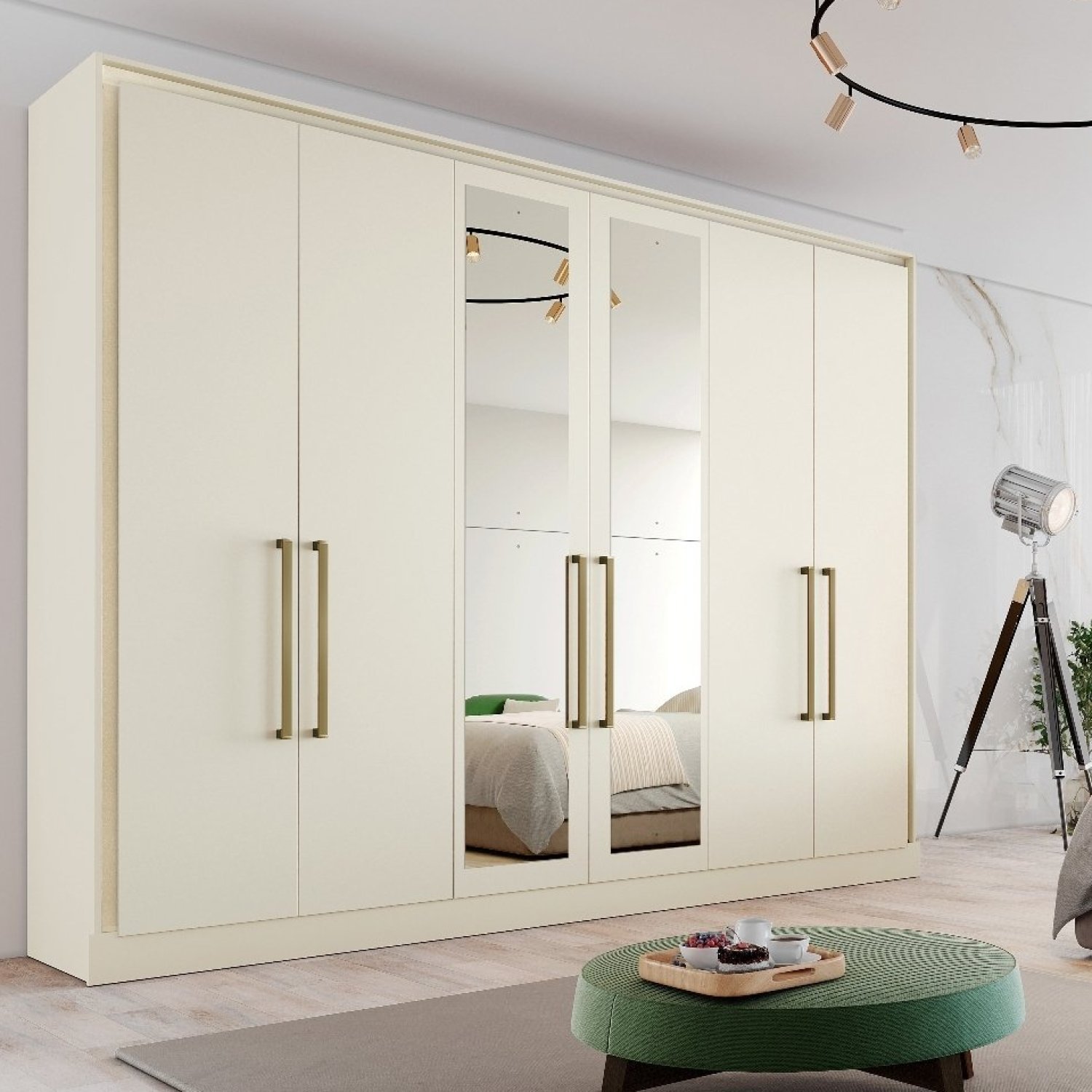 Guarda Roupa Casal com Espelho 6 Portas 6 Gavetas Argos Made Marcs ...